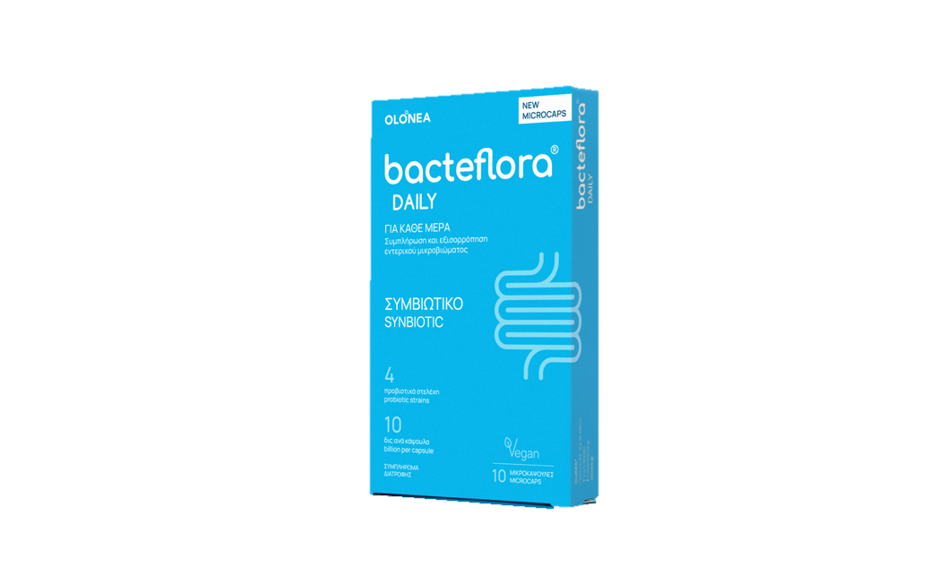Bacteflora Daily Vegan Synbiotic Gluten Free 10 capsules | Biologiko Xorio